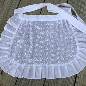 Large White Eyelet Apron With Ruffle, French Maid Apron, Bridal Shower ...