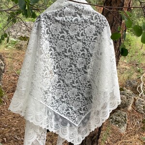 Off White Lace Shawl Large Sparkly Floral Wedding Shawl - Etsy