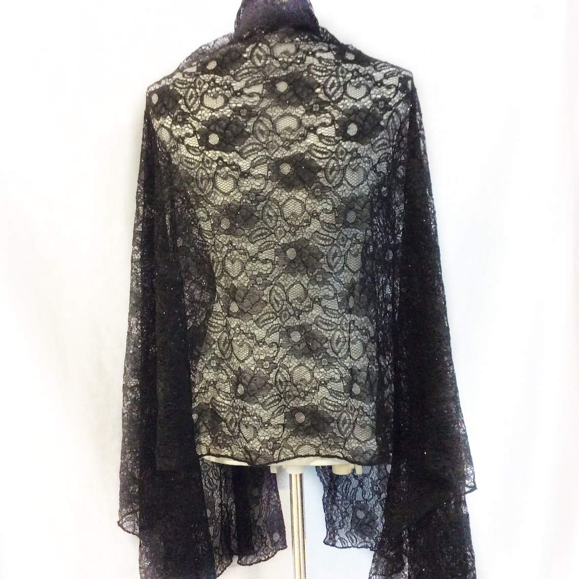 Elegant Black Lace Shawl for Women Long Lace Black Shawl | Etsy