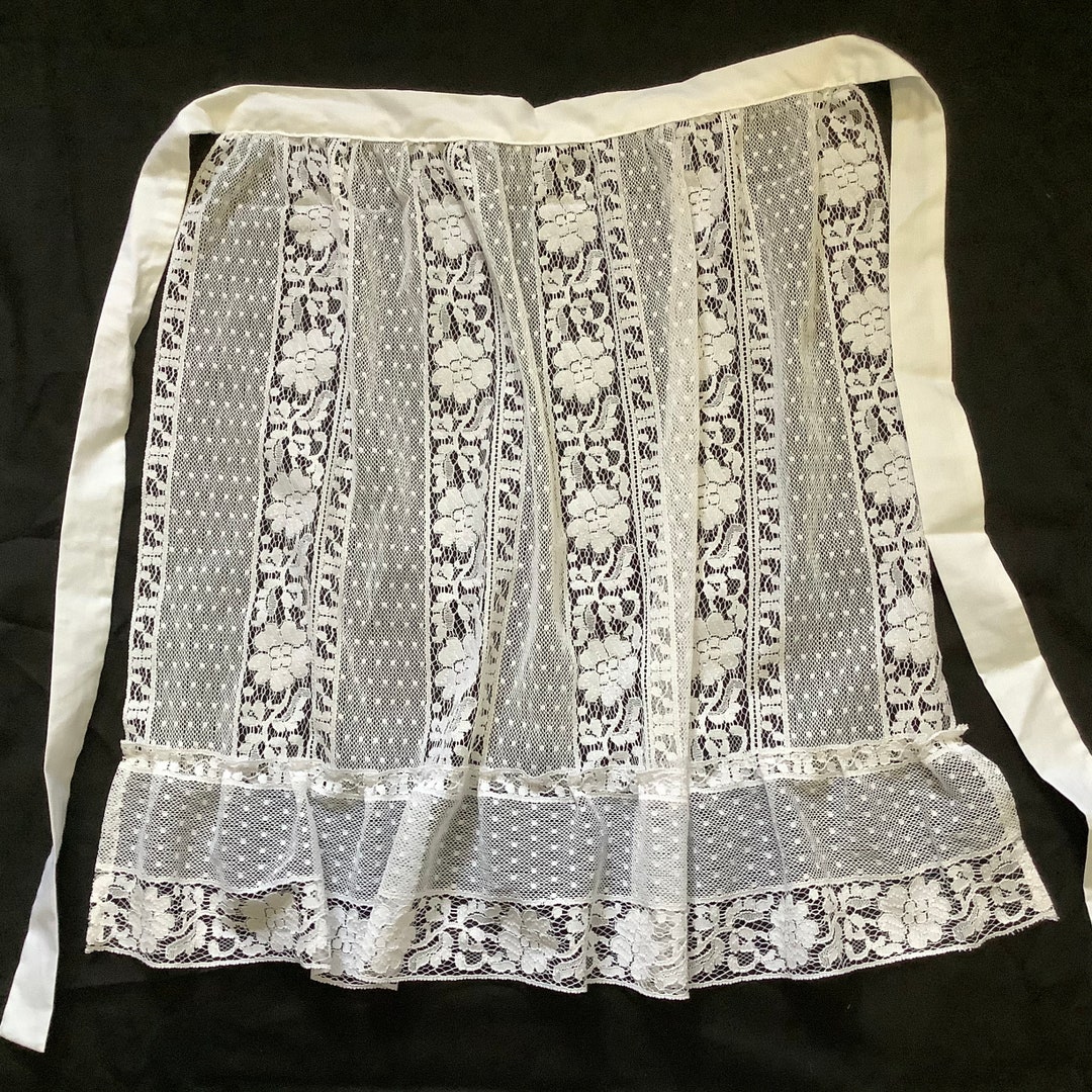 Cotton White Apron for Costumes, White Pioneer Apron, White Lace Fabric ...