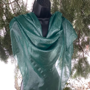 Sparkly Silver on Green Scarf, Green Silk Scarf, Bestseller Gift for ...