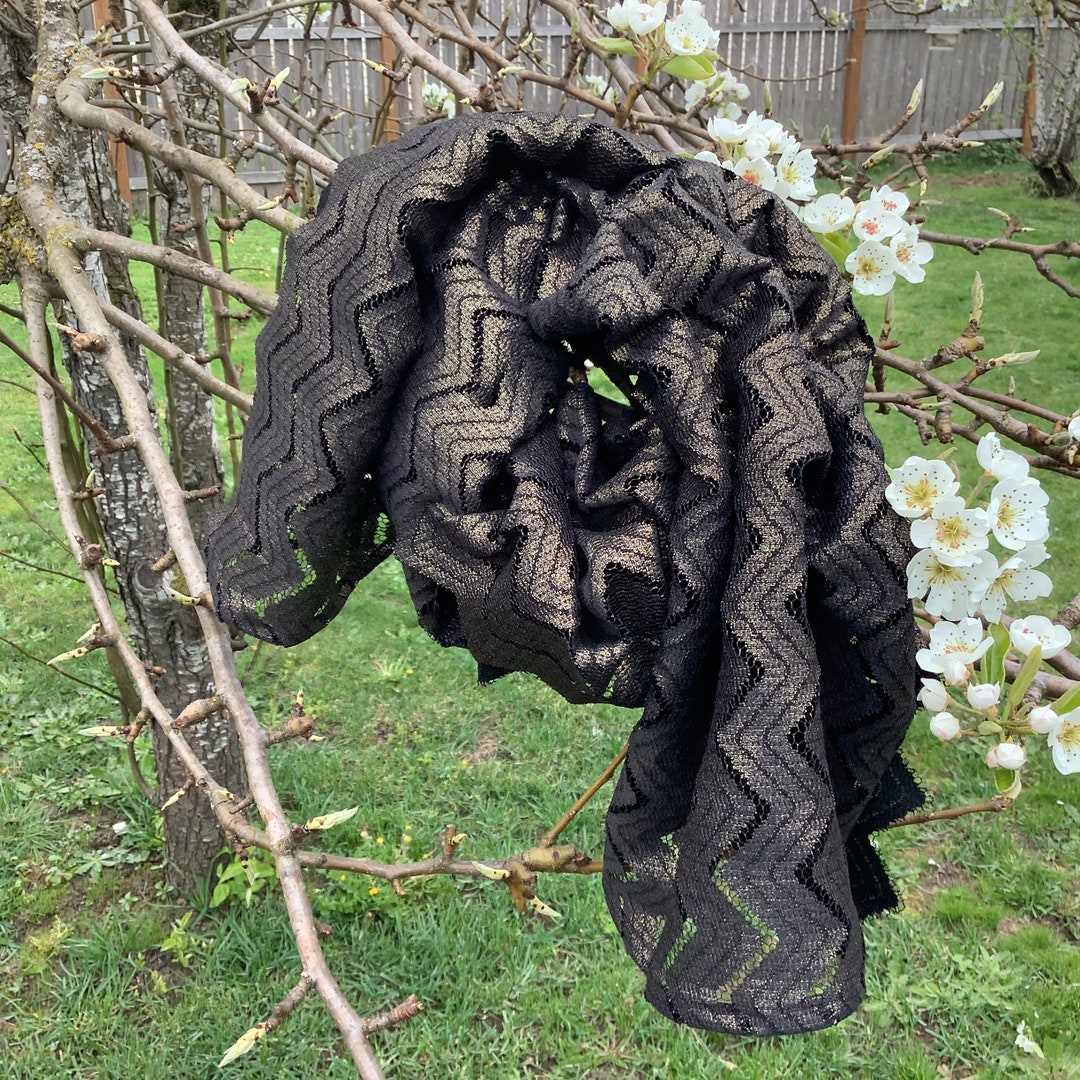 Chevron Print Gold Black Lace Shawl for Women, Long Lace Black Shawl ...