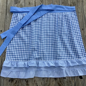 Blue White Gingham Fabric Apron Pretty Apron for Women Retro Apron ...