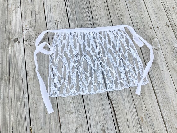Sparkly White Lace Apron for Bridal Shower Lace Aprons | Etsy