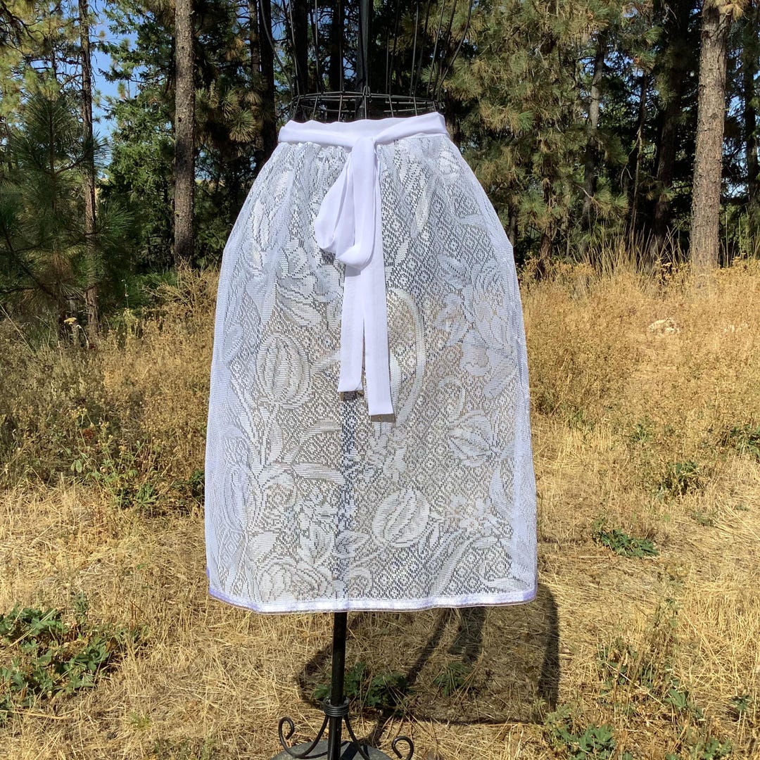 Women White Lace Apron for Costumes, White Pioneer Apron, White Lace ...
