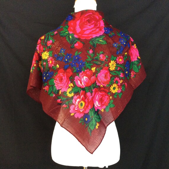 Burgundy Vintage scarf European Head scarves Bright Pink | Etsy