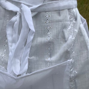 White Eyelet Apron With Lace Ruffles, Cute Half Apron, White Maid Apron ...