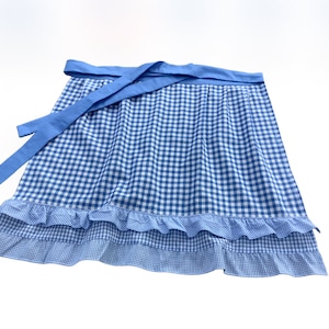 Blue White Gingham Fabric Apron Pretty Apron for Women Retro Apron ...