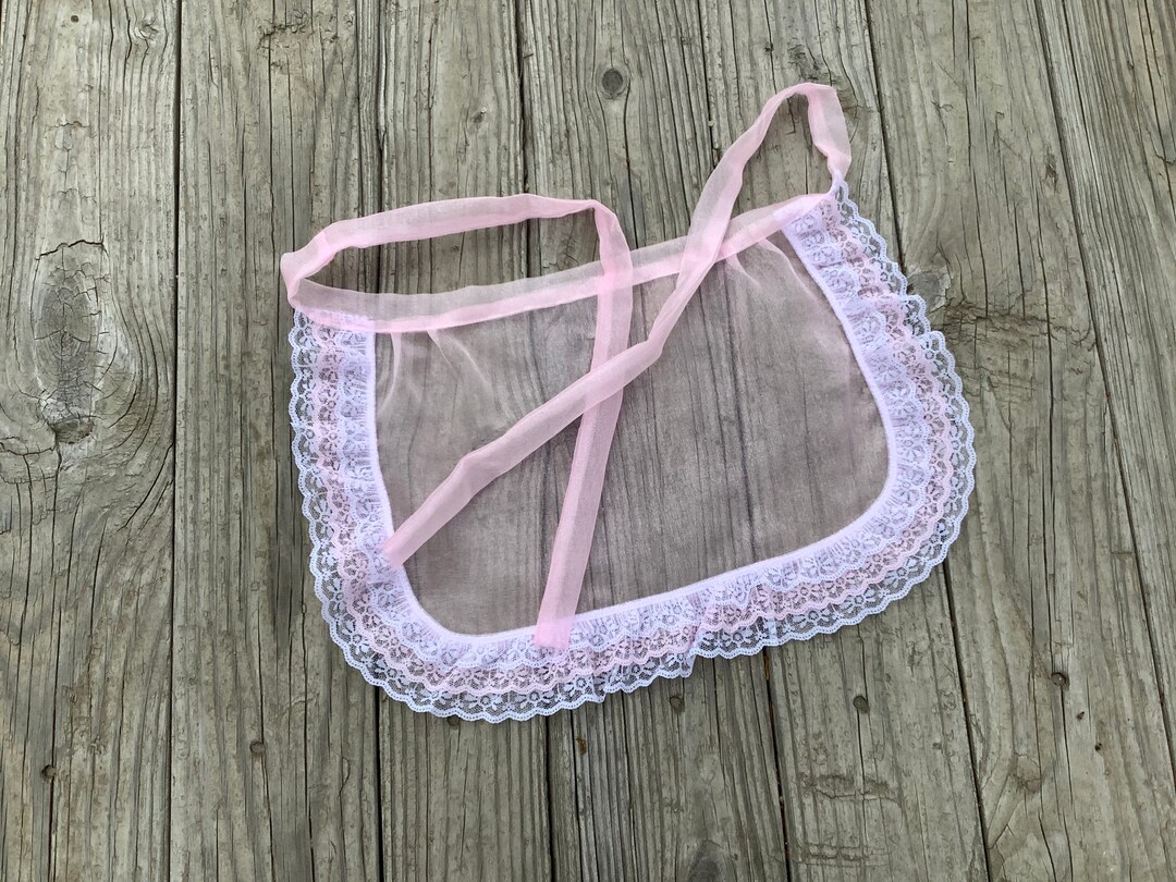 Pink Sheer Fabric Apron With Ruffled Lace, Costume Aprons for Women ...