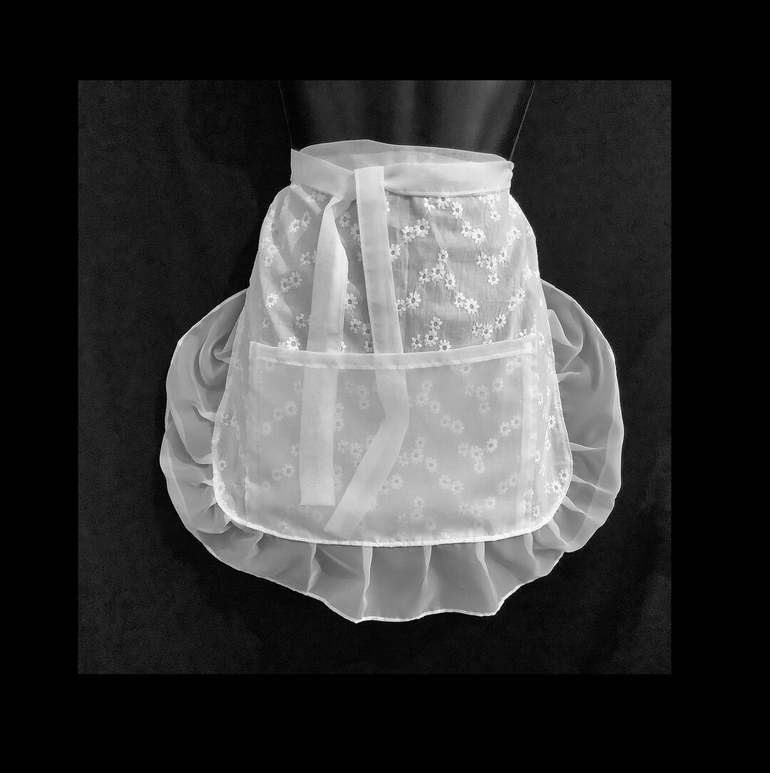 White Eyelet Ruffle Apron With Pocket Polish Wedding Dance Apron French ...