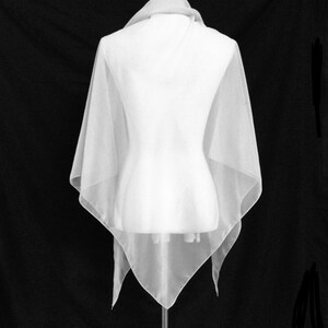 Extra Large White Wedding Shawl for Brides, White Chiffon Triangle ...