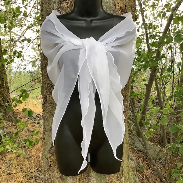 White Chiffon Scarf - Etsy