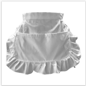 White Ruffled Half Apron With Pocket | Vendor, Waitress or Restaurant ...
