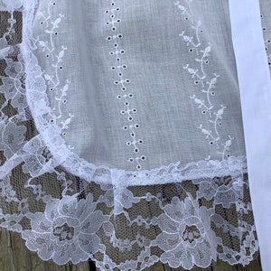 White Eyelet Apron With Lace Ruffles, Cute Half Apron, White Maid Apron ...