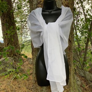 White Elegant Shawl for Wedding, Long White Chiffon Shawl, Plain White ...