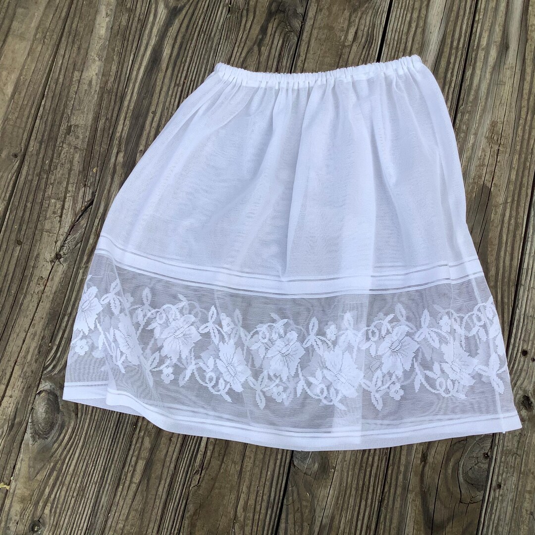 Bridal White Lace Skirt, White Skirt Slip, Victorian Lace Skirt Floral Fabric Elastic Top Skirt ...