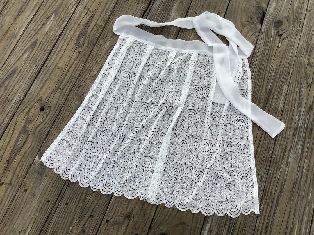 19” Wide White Lace Apron, Dirndl Lace Apron, Women Half White Apron ...