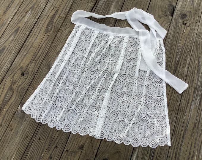 19” Wide White Lace Apron, Dirndl Lace Apron, Women Half White Apron ...