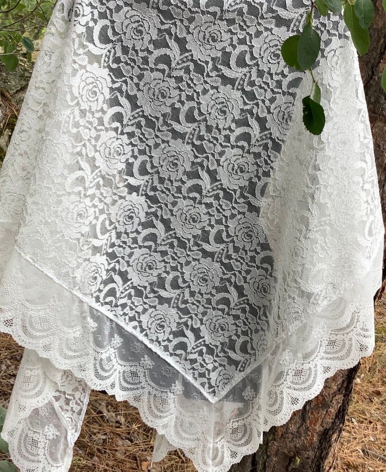 Off White Lace Shawl Large Sparkly Floral Wedding Shawl - Etsy