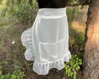 Cream Sheer Ruffle Apron With Pocket Polish Wedding Dance Apron French ...
