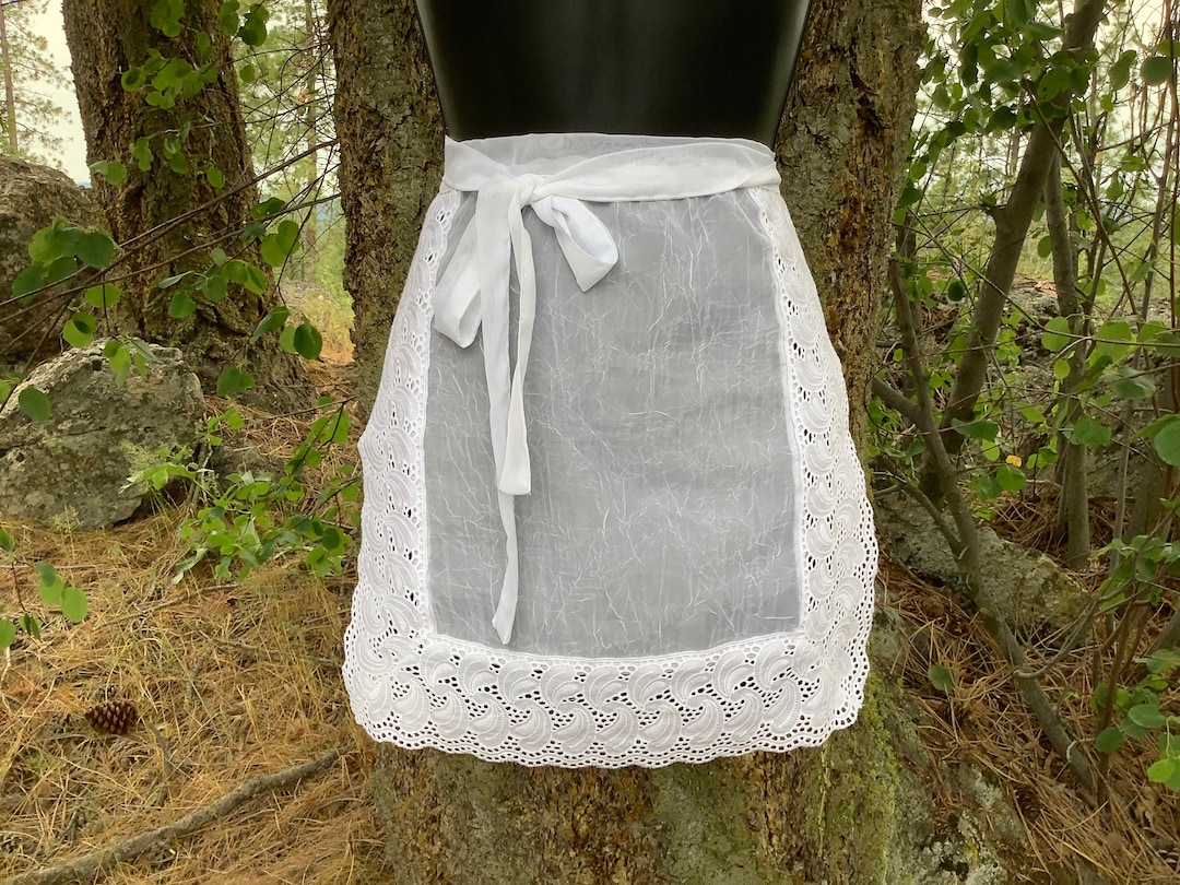 Sheer White Aprons for Women, Square Shape Half Apron, Costume White ...