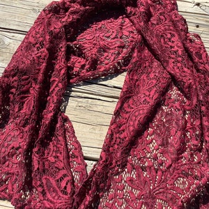 Burgundy Lace Shawl, Dark Wine Lace Wedding Shawls, Anniversary Gift ...