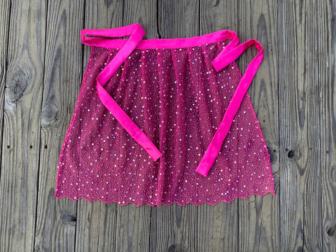 Bright Pink Fuchsia Apron, Lace Apron for Bridal Shower, Hot Pink Apron ...