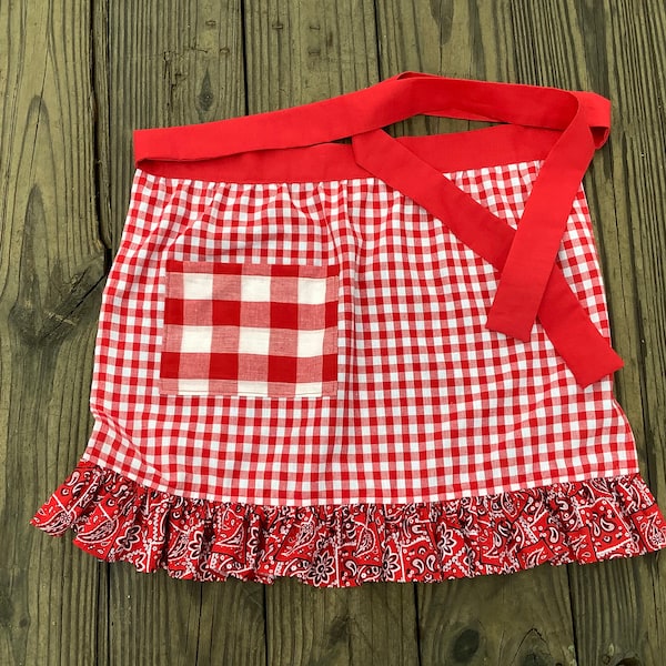 Red Gingham Apron - Etsy