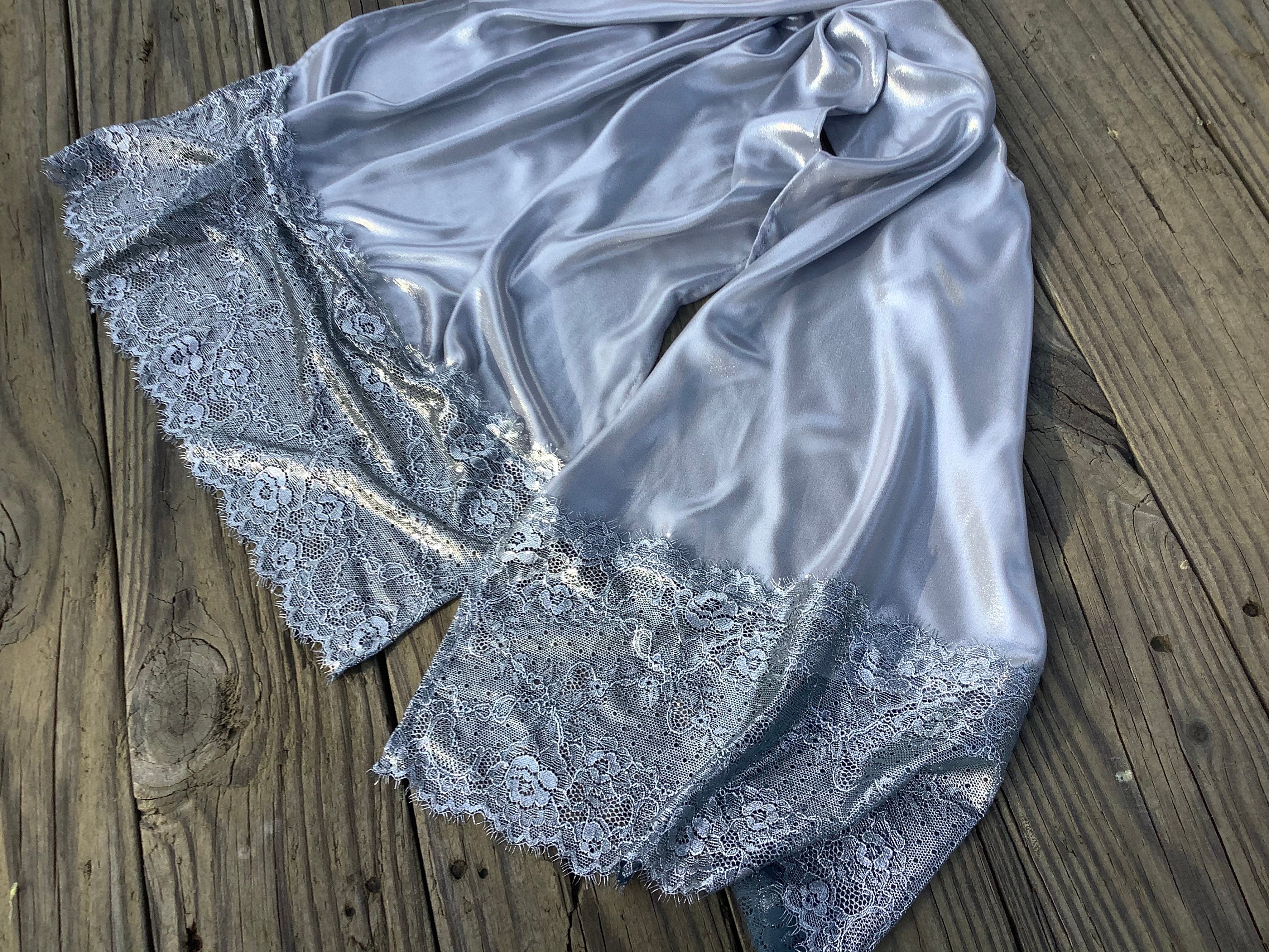 Sparkly Silver Scarf With Lace, Birthday Gift for Her Sparkly Fabric ...