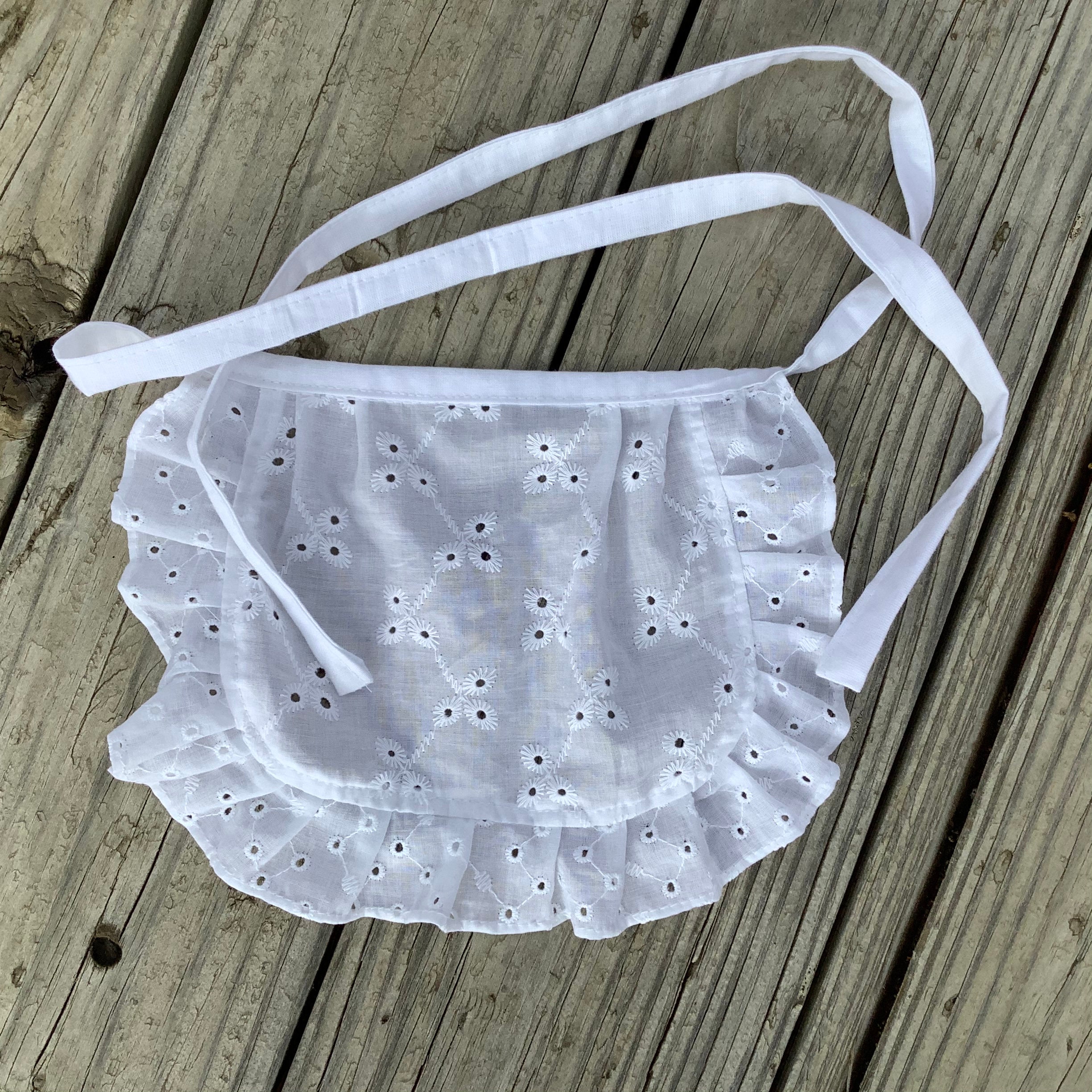 Toddler White Eyelet Apron With Ruffle, Mini Baby Apron, Old Fashioned ...