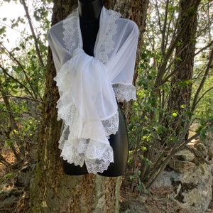 White Elegant Shawl for Wedding, Long White Victorian Shawl, Lace ...