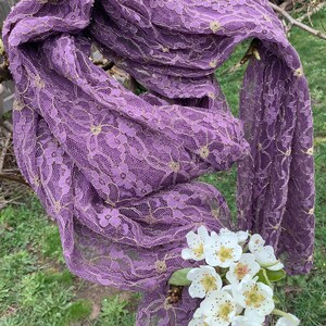 Plum Purple Lace Shawl for Women, Dark Plum Long Shawl, Long Lace ...