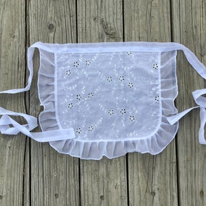 White Eyelet Ruffle Apron, Costume Party Aprons, French Maid Apron ...