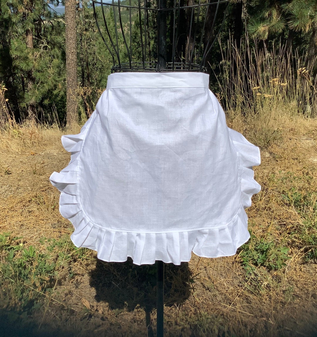 BESTSELLER Women Plain White Apron With Ruffle, Adult French Maid Apron ...