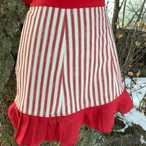 Women Red White Striped Half Apron, Farmhouse Kitchen, Hoiday Gift for ...
