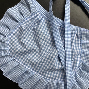 Blue White Checkerboard Apron, Blue Ruffle Pink Apron, Small Apron for ...