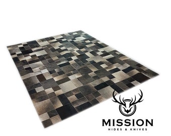 Cowhide Patchwork Rug. GRAY STRIPES Amazing Design. 4ft x | Etsy