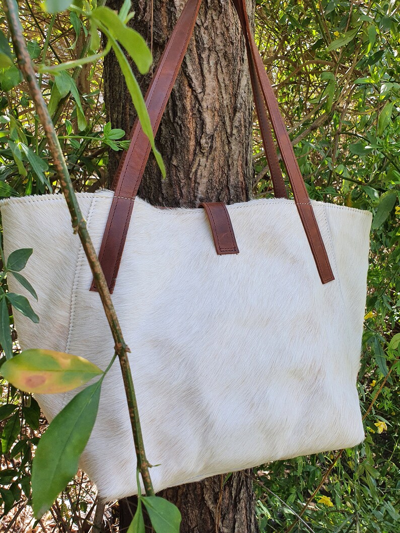 WHITE Cowhide Purse Unique Piece Cow Hide Handbag. Leather - Etsy
