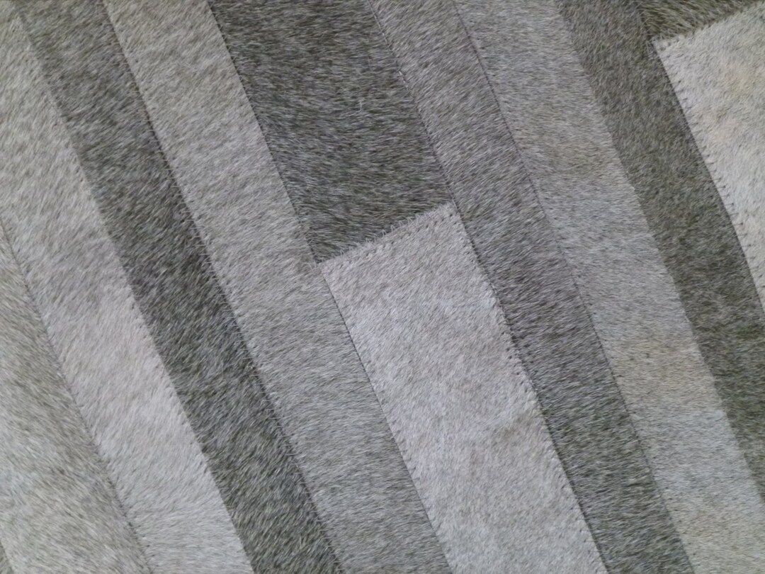 Cowhide Patchwork Rug. GRAY STRIPES!! Amazing Design!. 4ft X 6ft - Etsy