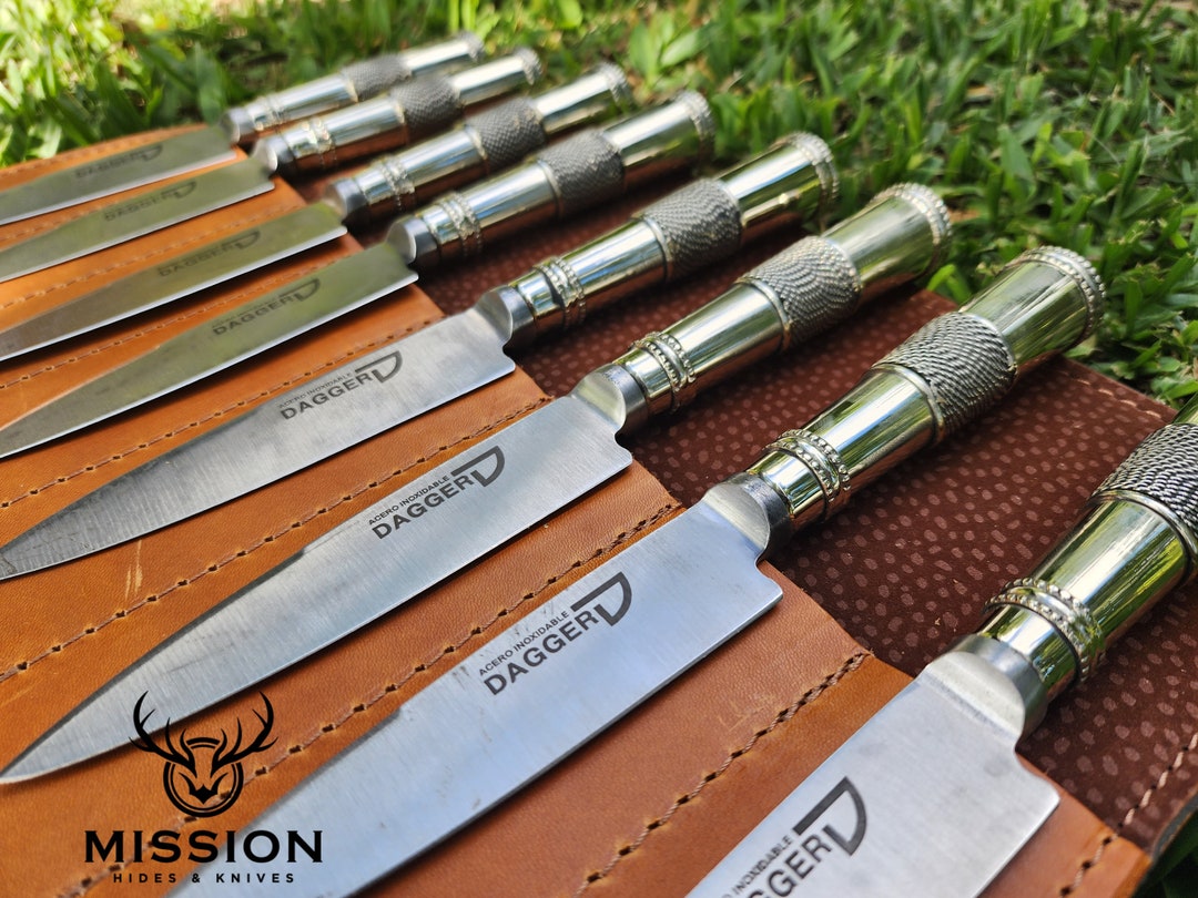 STEAK KNIVES SET X 8 Stainless Steel Alpaca German Silver Nickel Silver ...