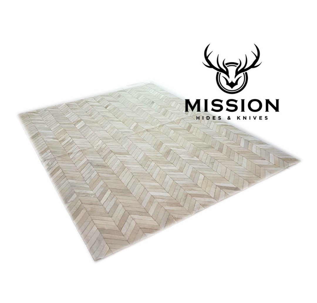 Chevron White Cowhide Rug Patchwork Rug 6 X 8 Ft Herringbone - Etsy