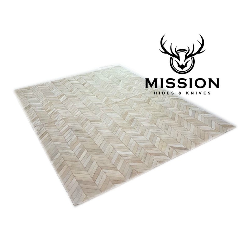 Chevron White Cowhide Rug Patchwork Rug 6 X 8 Ft Herringbone - Etsy
