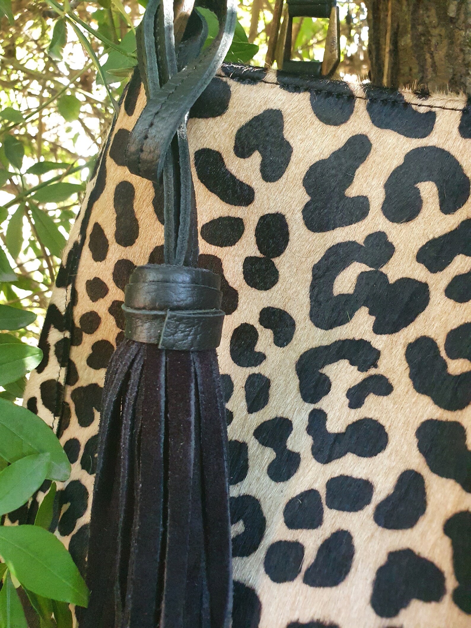 Cowhide Purse! Leopard Stenciled Unique Piece! Cow Hide Handabg ...