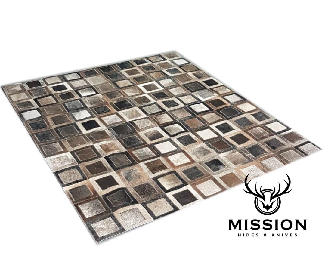 Cowhide Rug Patchwork Rug GREY - Etsy