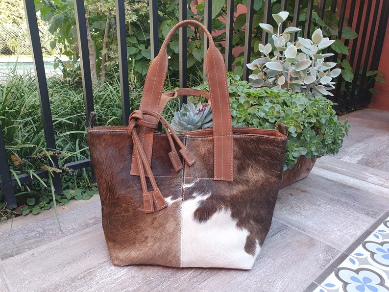 Cowhide Purse Unique Piece Cow Hide Handbag. Leather Bag Sac - Etsy