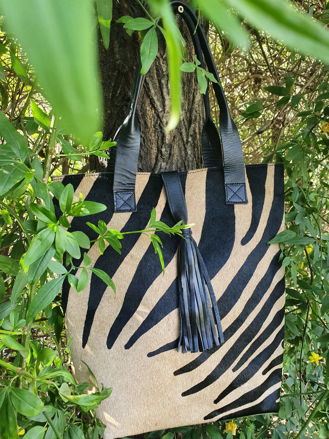 Cowhide Purse ZEBRA Unique Piece Cow Hide Handbag. Leather | Etsy