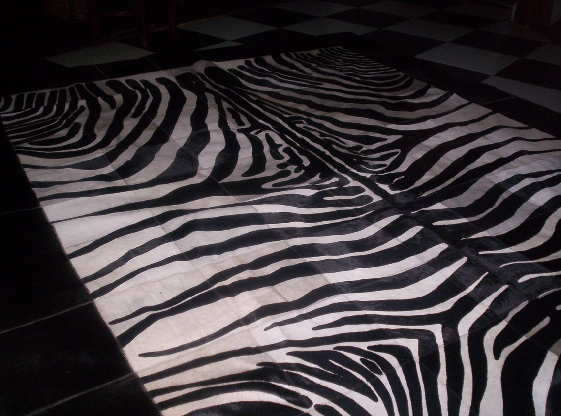Cowhide Patchwork Rug. ZEBRA Amazing Design Peau De Zebre. - Etsy