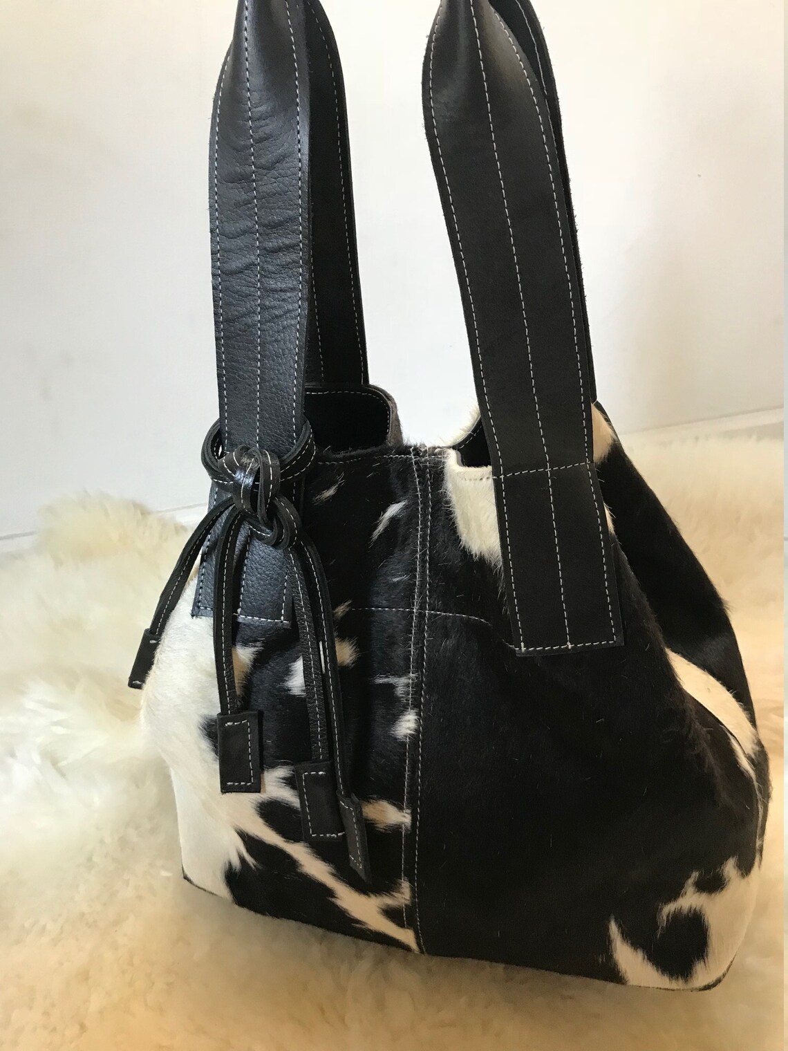 Cowhide Purse Unique Piece Cow Hide Handbag. Leather Bag - Etsy