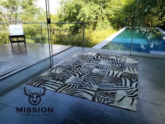 ZEBRA Cowhide Patchwork RUG. Amazing 1 Ft Tiles. Tapis ZEBRE | Etsy