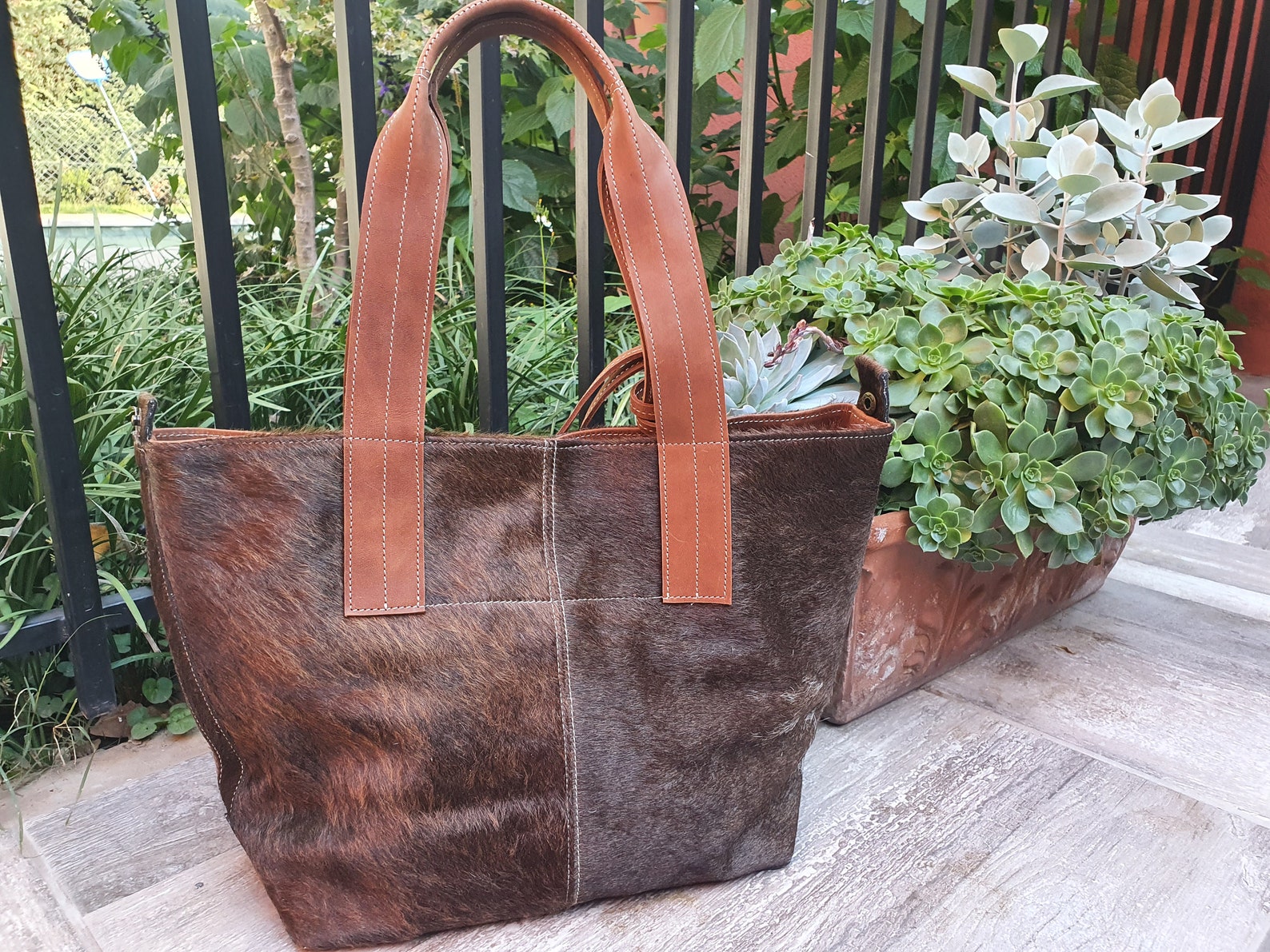 Cowhide Purse Unique Piece Cow Hide Handbag. Leather Bag Sac - Etsy